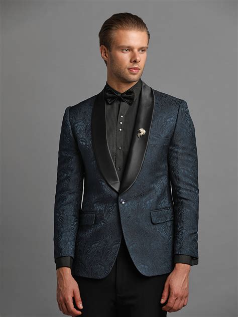 rent blue print paisley work tux elegant and refined