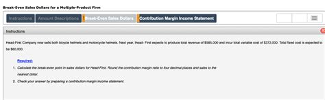 solved break even sales dollars for a multiple product firm