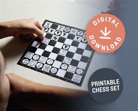 Printable Chess Set Includes Chess Board And Pieces A4 And A3