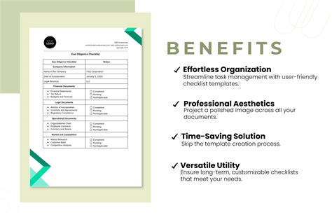 Due Diligence Checklist Template In Word PDF Google Docs Download Template Net