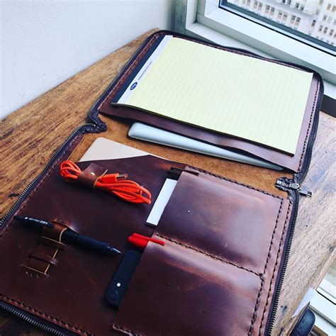Leather Portfolio Zippered Portfolio Leather Notepad Holder