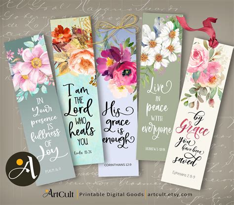 Printable Bible Verses Bookmarks Set 4 Instant Digital Download For