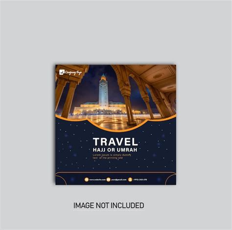 여행 Hajj 또는 Umrah 소셜 미디어 및 Instagram 게시물 프리미엄 벡터