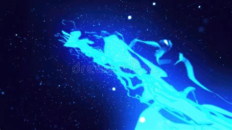 Intense Blue Electric Lightning Energy Beam In Dark Space Symbolizing