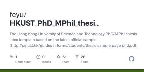 Github Fcyu Hkust Phd Mphil Thesis Latex The Hong Kong University Of