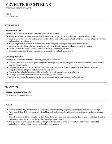 It Infrastructure Architect Resume Samples Velvet Jobs