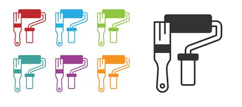 흰색 배경에 격리 된 검은 페인트 롤러 브러시 아이콘 다채로운 아이콘을 설정합니다 벡터 가사 집안일에 대한 스톡 벡터 아트 및 기타 이미지 가사 집안일 개념 개선