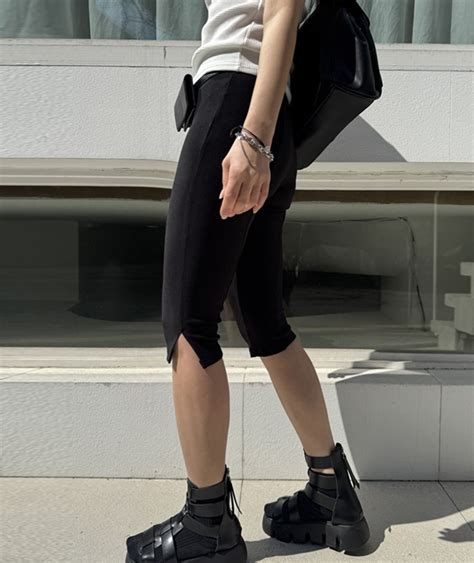 아헨 Xs~l [카프리팬츠 바이커]밴딩 스판 레깅스 반바지 슬릿 5부 6부 슬랙스 버뮤다 하이웨이스트 빅사이즈 고퀄