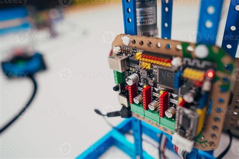 Electronic Circuit Board With Processor And Wires Stock Photo At Vecteezy
