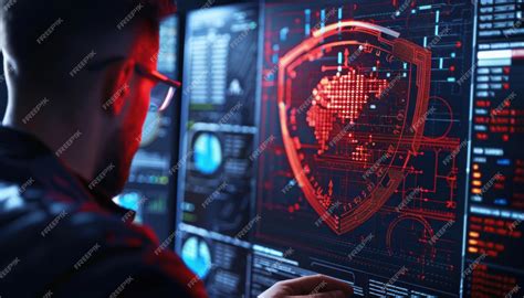 Cybersecurity Expert Monitoring Network Premium Ai Generated Image