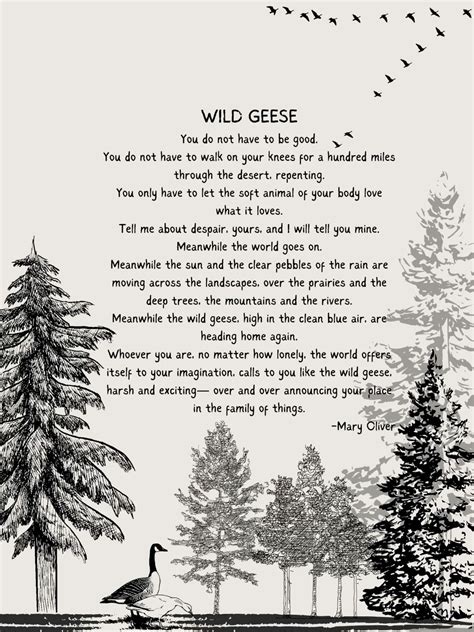 Wild Geese Mary Oliver Poem Poster Mary Oliver Poster Mary Oliver