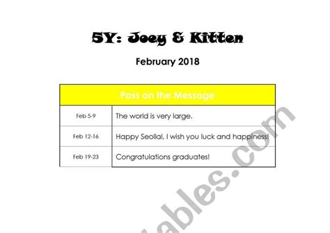 Pass On The Message Esl Worksheet By Queenyycakes