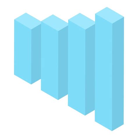 Icono de barras de gráfico azul isométrico de icono de vector de barras