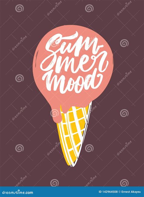 Summer Mood Phrase Handwritten With Elegant Cursive Calligraphic Font