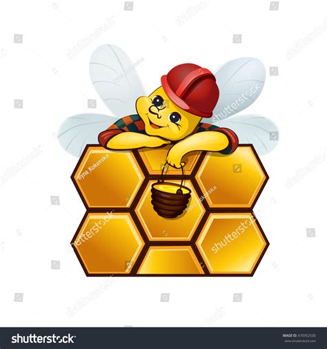Cartoon Bee Bee Builder Resting On Stock Vector Royalty Free 470952530 Shutterstock