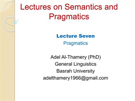 lecture 7 semantics and pragmatics ppt