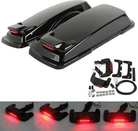 Amazon XMT MOTO Vivid Black Hard Saddlebag Lid LED Spoiler Kit Fit
