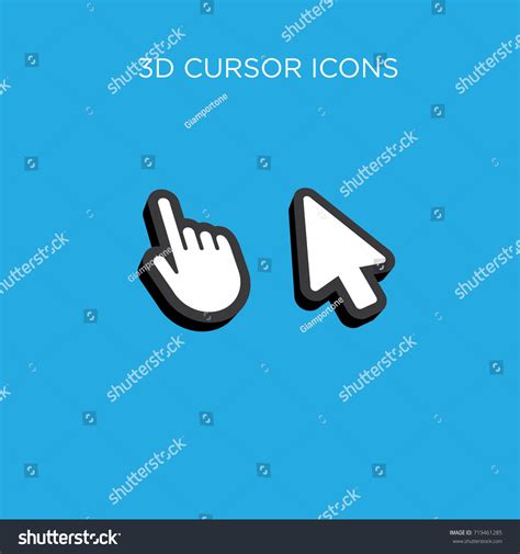Arrow And Hand Clicking 3d Icons Royalty Free Stock Vector 719461285