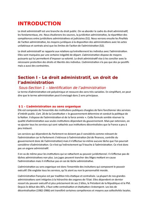 Droit Administratif Licence 2eme Année S1 Droit Administratif I