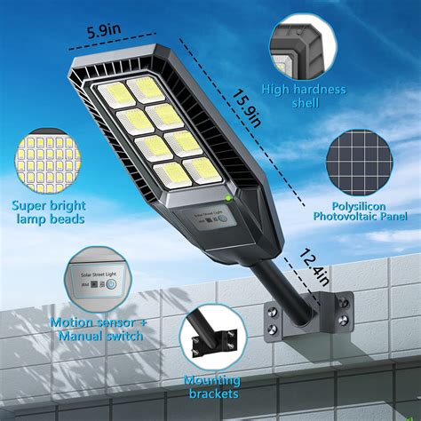 Solar Street Light 1000W 2Packs LED Solar Street Lights Outdoor IP66