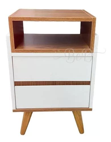 Mesa De Cabeceira Linda Em Mdf Branco E Louro Freijó Em Mdf Frete grátis