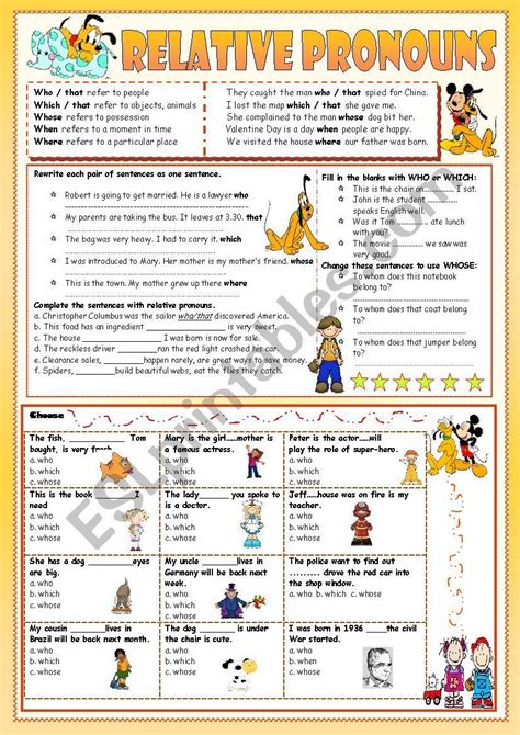 English Exercises Relative Pronouns