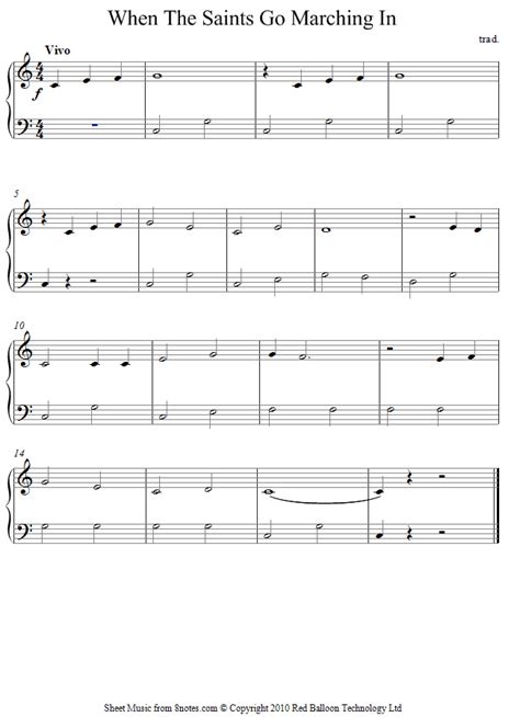 When The Saints Go Marching In Piano Sheet Music Marching Keveren