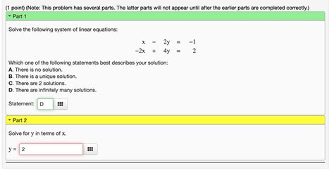 Solved Point Note This Problem Has Several Parts The Chegg Com