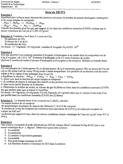 Serie Td N 1 Et Solution Pdf