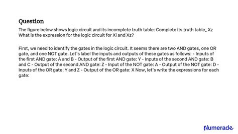 solved the figure below shows logic circuit and its incomplete truth