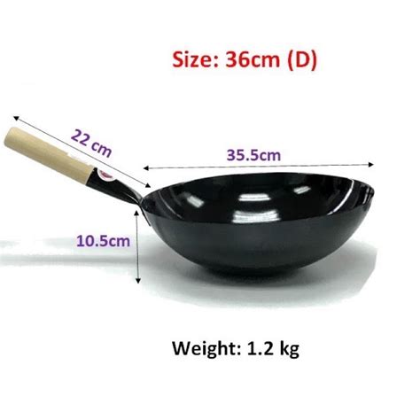 Captain Non Stick Enamel Wok With Wood Handle Kuali Enamel Tangkai