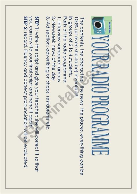 Radio Programme Esl Worksheet By Mcchaler