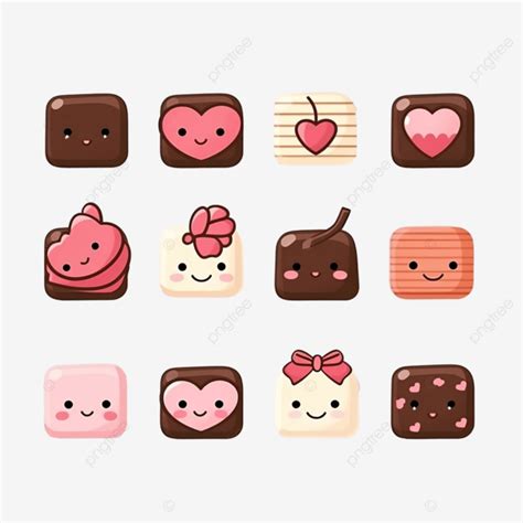 귀여운 디자인의 발렌타인 초콜릿 세트 케이크 만화 귀여운 케이크 음식 만화 Png 일러스트 및 이미지 에 대한 무료 다운로드 Pngtree