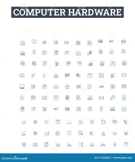 Computer Hardware Vector Line Icons Set Computer Hardware Monitor Keyboard Mouse Cpu Ram
