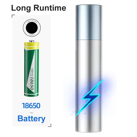 2600mah Led 야외용 강력한 조명 리튬 배터리 손전등 색상 고정 초점 은색