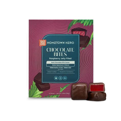 Raspberry Jelly Dark Chocolate Edibles 10mg Delta 9 Thc Cbd Hometown Hero