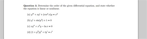 Solved Determine The Order Of The Given Differential