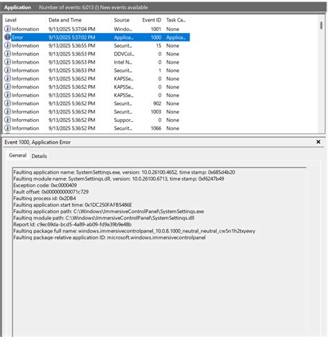 build 26200 6713 system settings crashes when trying properties details of local disk c