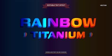 Premium Vector | Editable metallic rainbow titanium text effect style ...