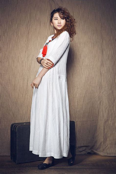White Dress Maxi Linen Dress Wedding Maxi Linen By Camelliatune White