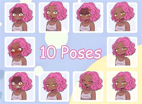 Dark Skin Pngtuber Model Animated Tuber Pink Hair Girl 10