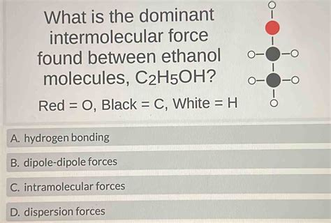 Solved What Is The Dominant Intermolecular Force Found Between Ethanol