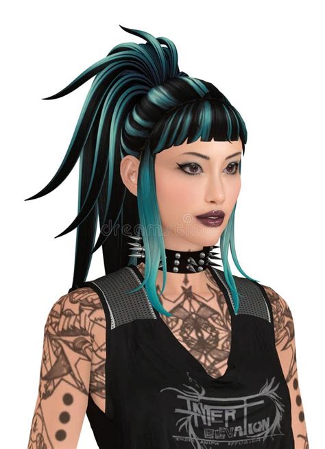 A Beautiful Queer Deviant Woman With Rebelious Punk Hair Stock