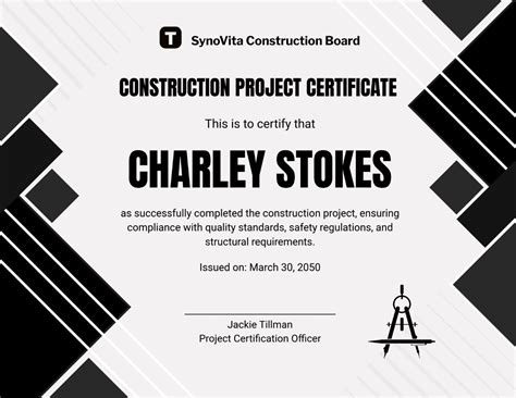 Free Construction Worker Certificate Template To Edit Online