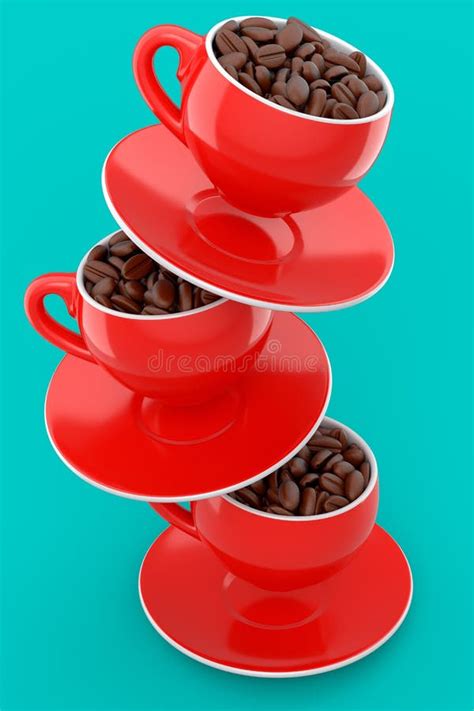 Ceramic Coffee Cup With Coffee Beans For Americano Espresso Latte On