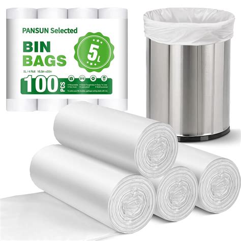 Pansun Selected 100 Counts Small Bin Bags 5l Bin Liners 42cm 50cm Pedal