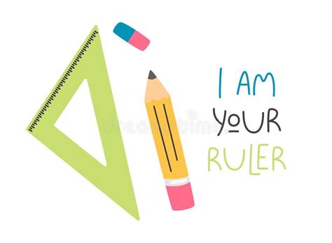 Geometry Ruler And Lettering Sticker Concept Print Stock Illustration