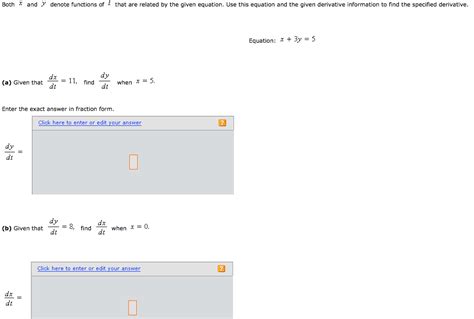 Solved Both X And Y Denote Functions Of T That Are Related Chegg Com
