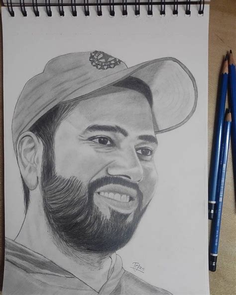 Rohit Sharma Pencil Sketch Capturing The Spirit Of Indian Cricket