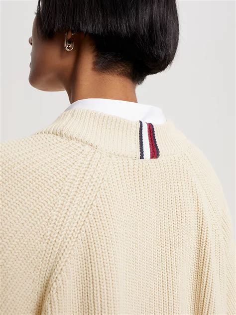 Relaxed Fit Rippstrick Pullover Beige Tommy Hilfiger